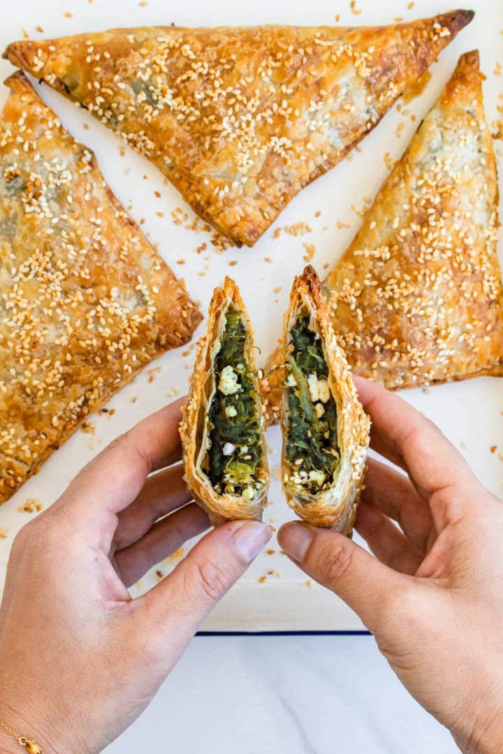 Spinach and Feta Triangles - Cooking With Ayeh