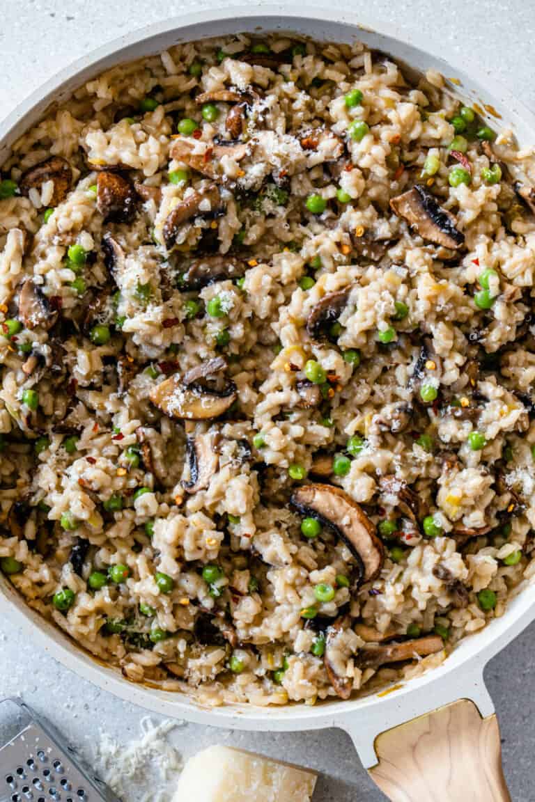 Mushroom and Pea Risotto (Easy One Pan) - Cooking With Ayeh