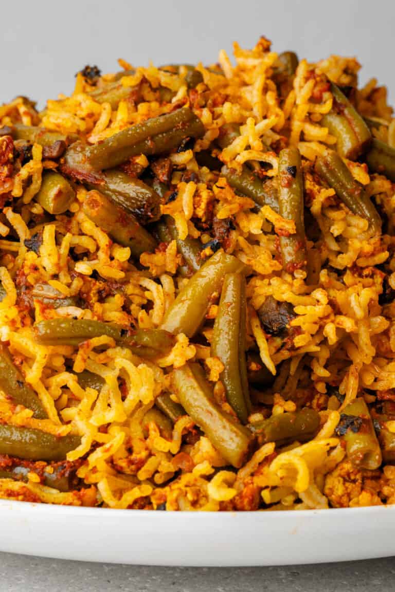 Lubia Polo - Persian Green Bean Rice (Vegan Recipe) - Cooking With Ayeh