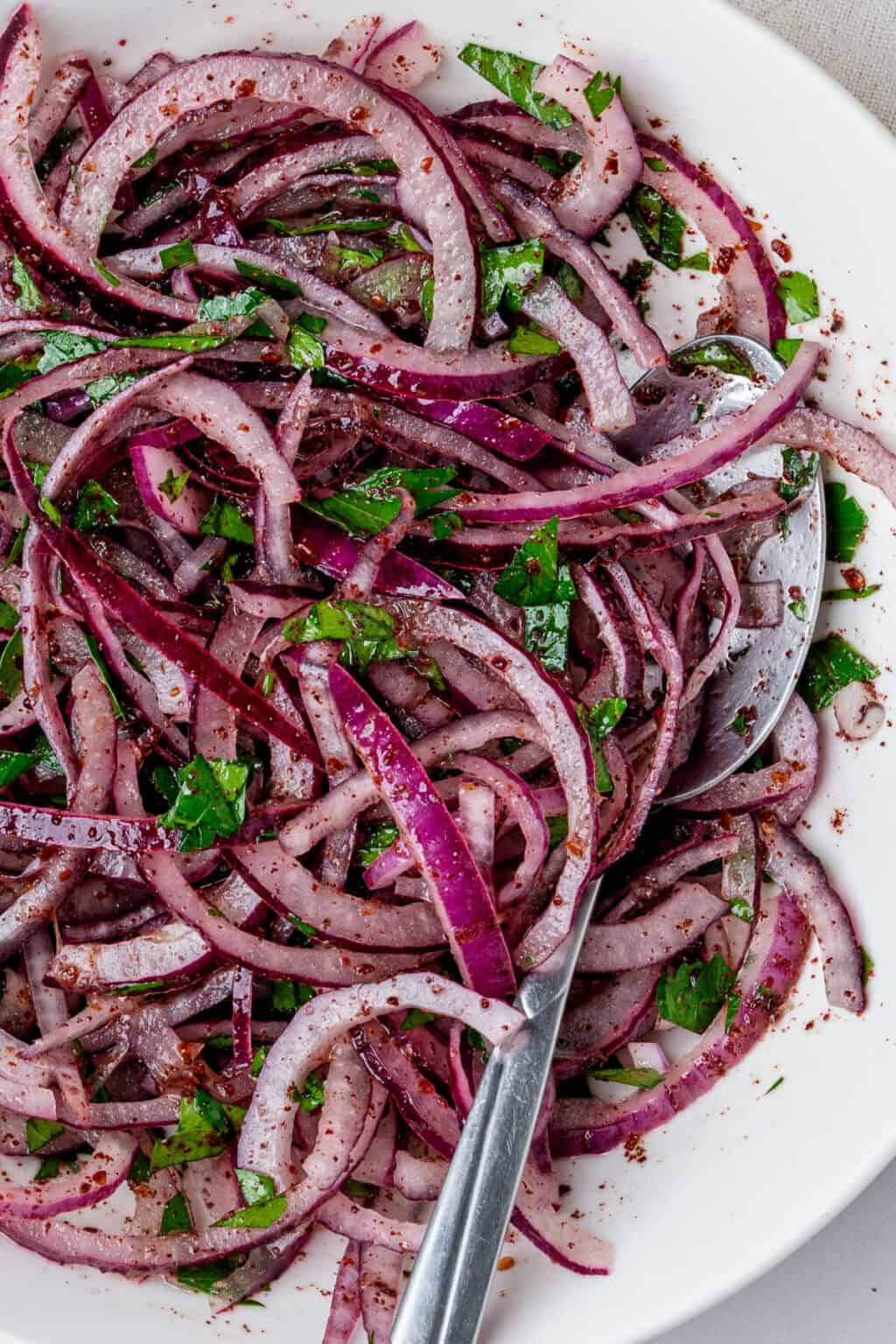 Sumac Onions (10 minute Turkish Onion Salad) - Cooking With Ayeh