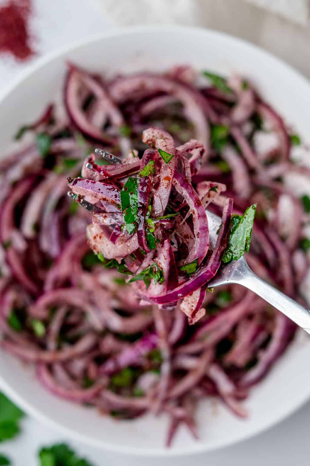 Sumac Onions (10 minute Turkish Onion Salad) - Cooking With Ayeh