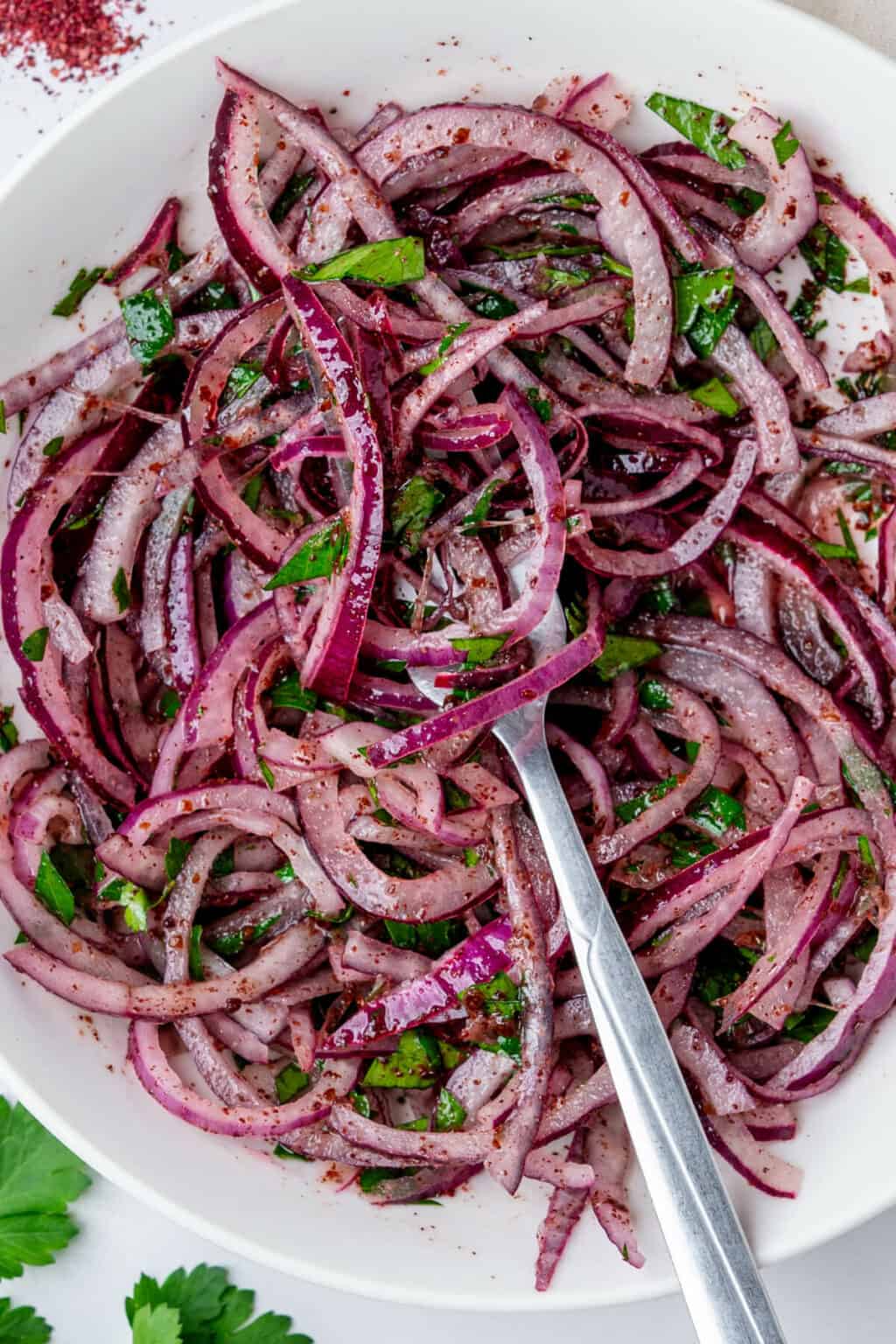 Sumac Onions (10 minute Turkish Onion Salad) - Cooking With Ayeh