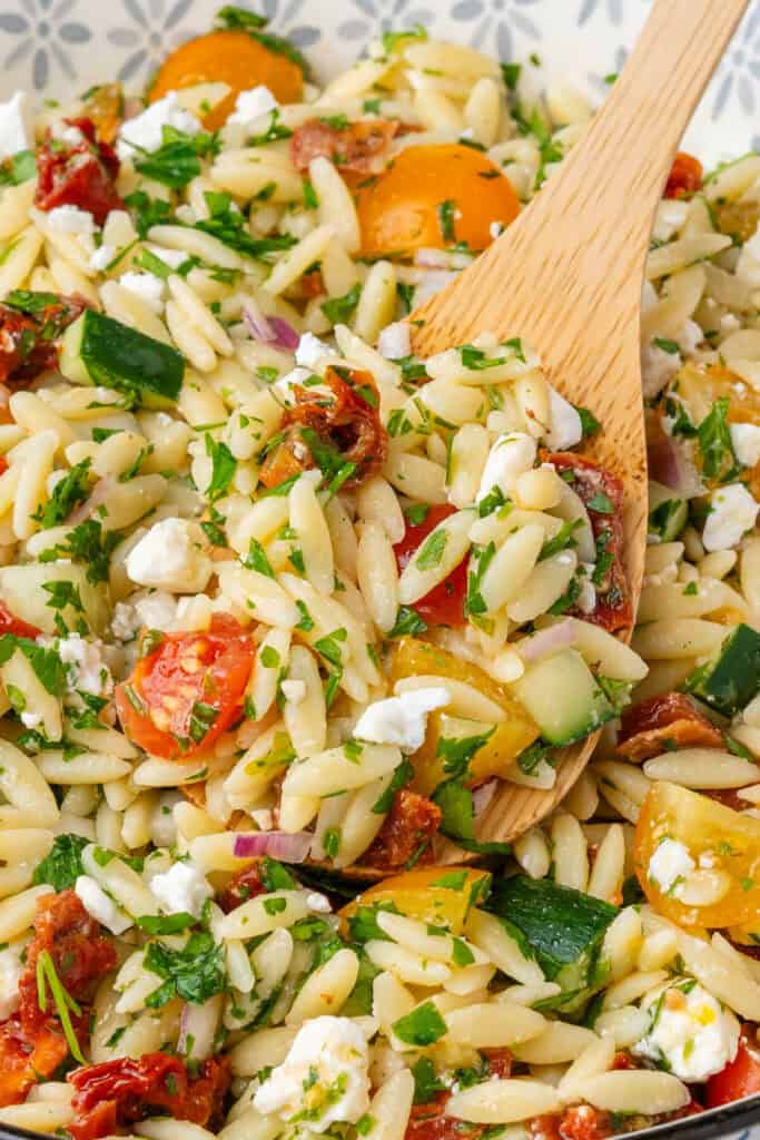 Orzo Salad (Light & Healthy with Lemon Dressing) - Cooking With Ayeh