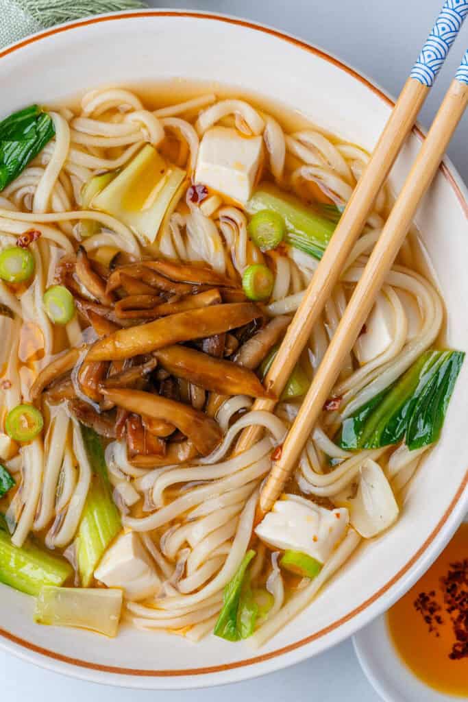 Udon Noodle Soup - Miso Broth (Ready in 20 Minutes) - Cooking With Ayeh