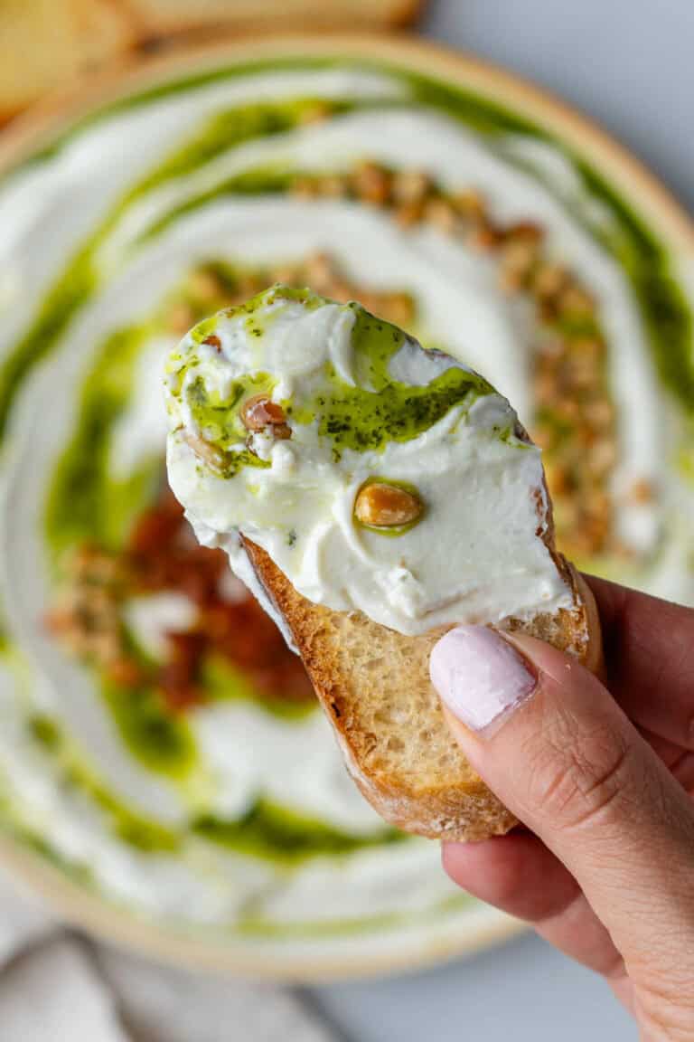 Whipped Ricotta (Topped with Basil Oil) - Cooking With Ayeh