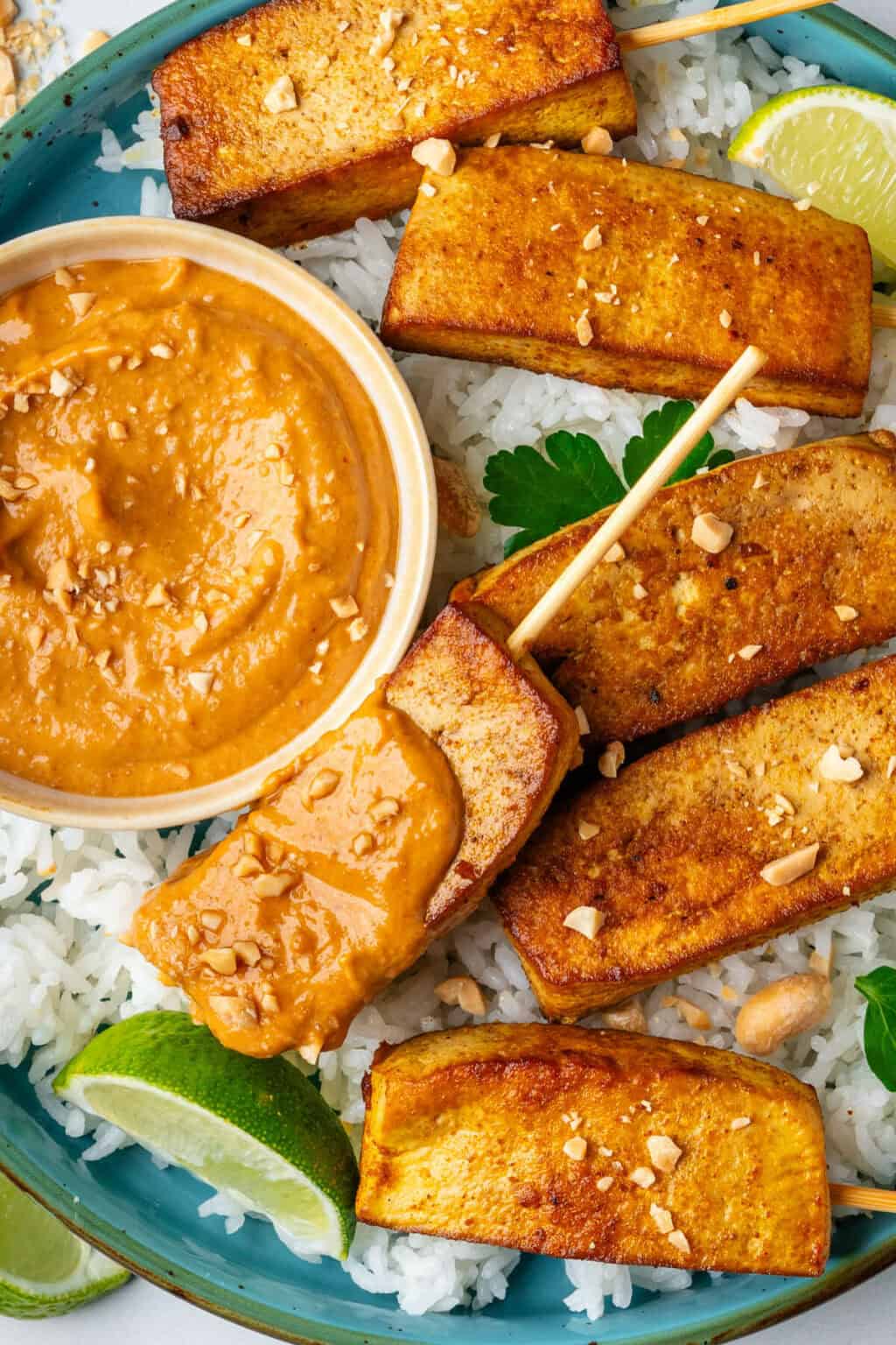 Tofu Satay (With Thai Peanut Satay Sauce) - Cooking With Ayeh