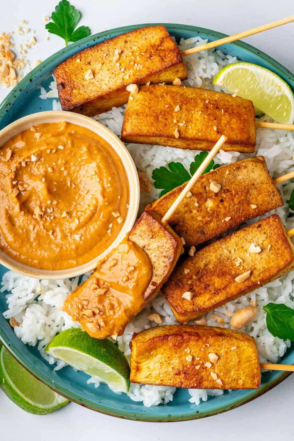Tofu Satay (With Thai Peanut Satay Sauce) - Cooking With Ayeh