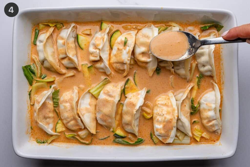 Dumpling Bake (Viral One Pan Dumplings) - Cooking With Ayeh